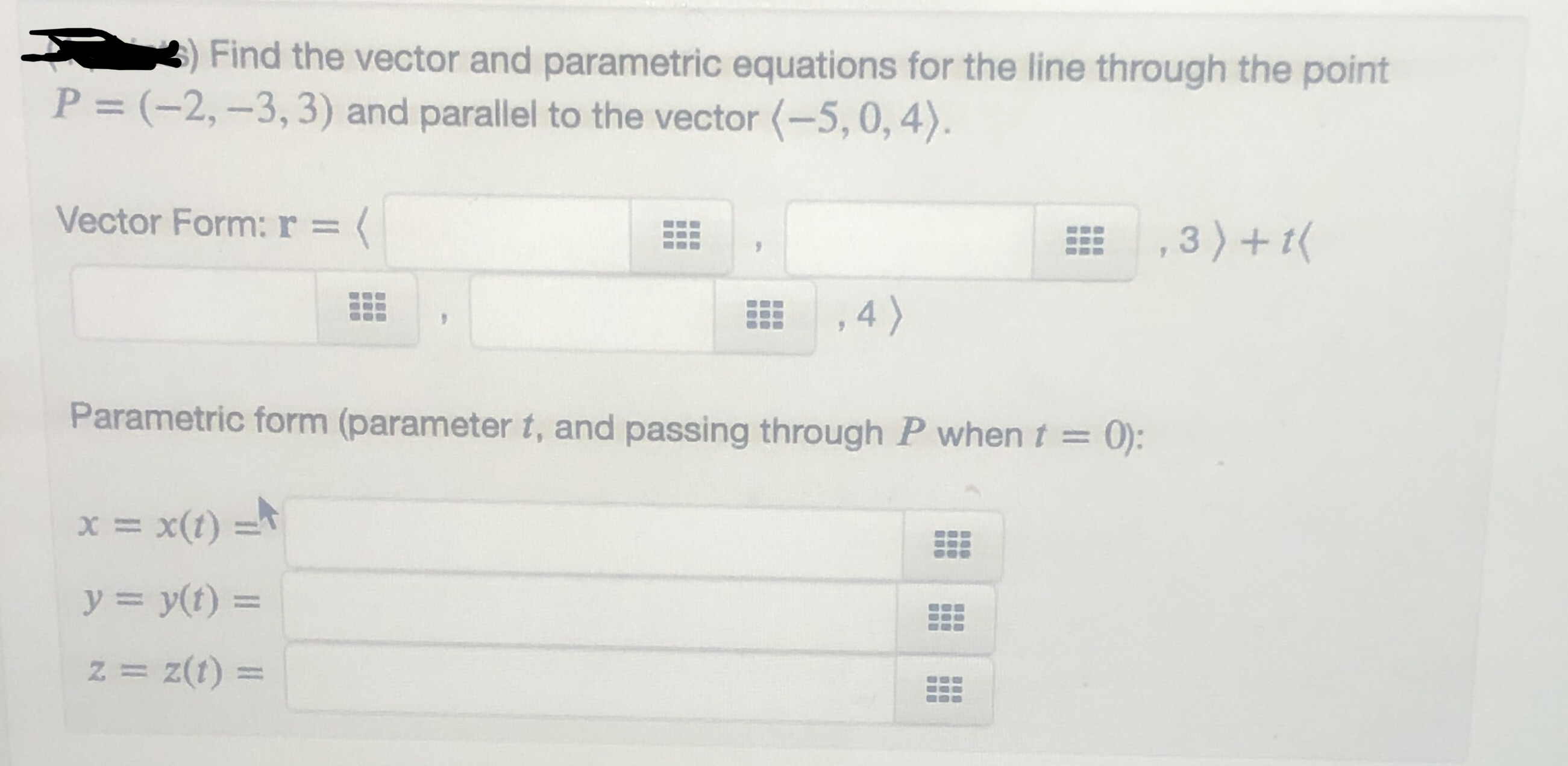 Solved Find The Vector And Parametric Equations For The Line