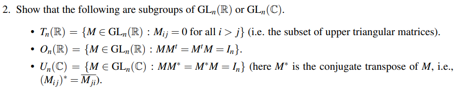 Solved 2. Show that the following are subgroups of GL,(R) or | Chegg.com