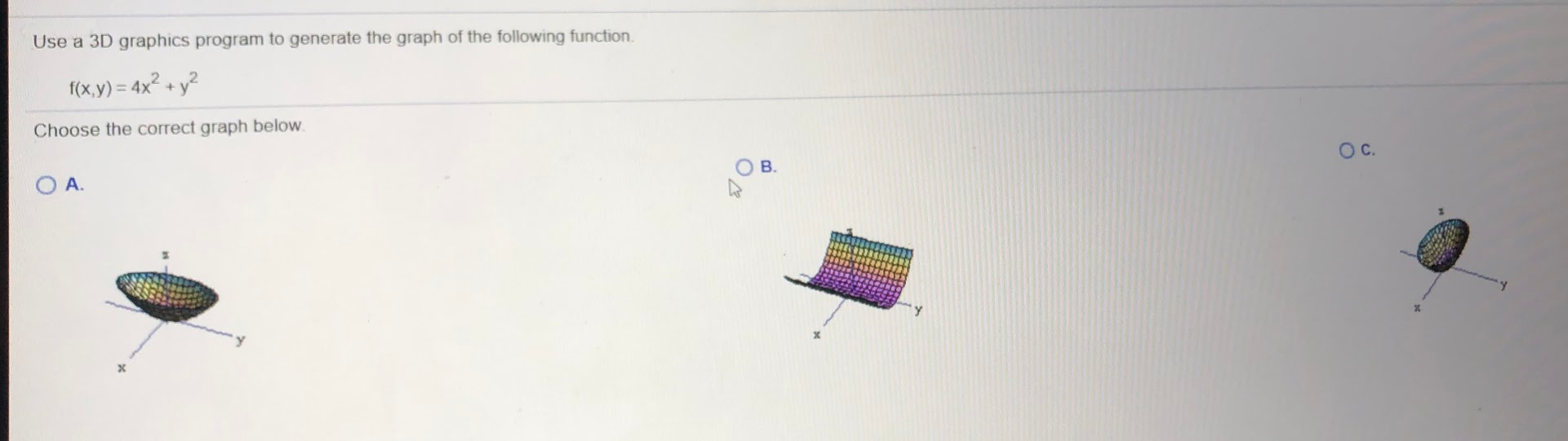 Solved Use a 3D graphics program to generate the graph of | Chegg.com