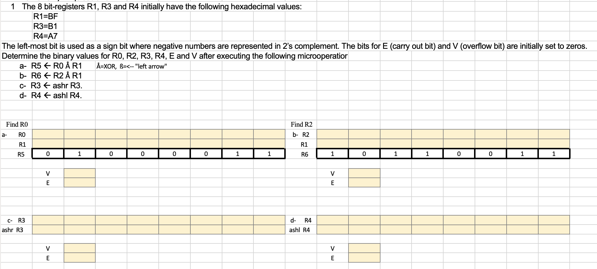 Solved 1 The 8 bit-registers R1, R3 and R4 initially have | Chegg.com