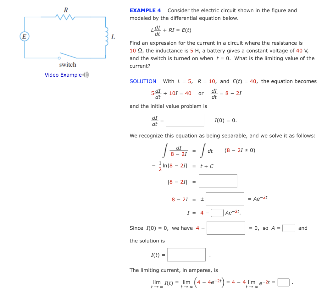 Solved EXAMPLE 4 Consider the electric circuit shown in the | Chegg.com