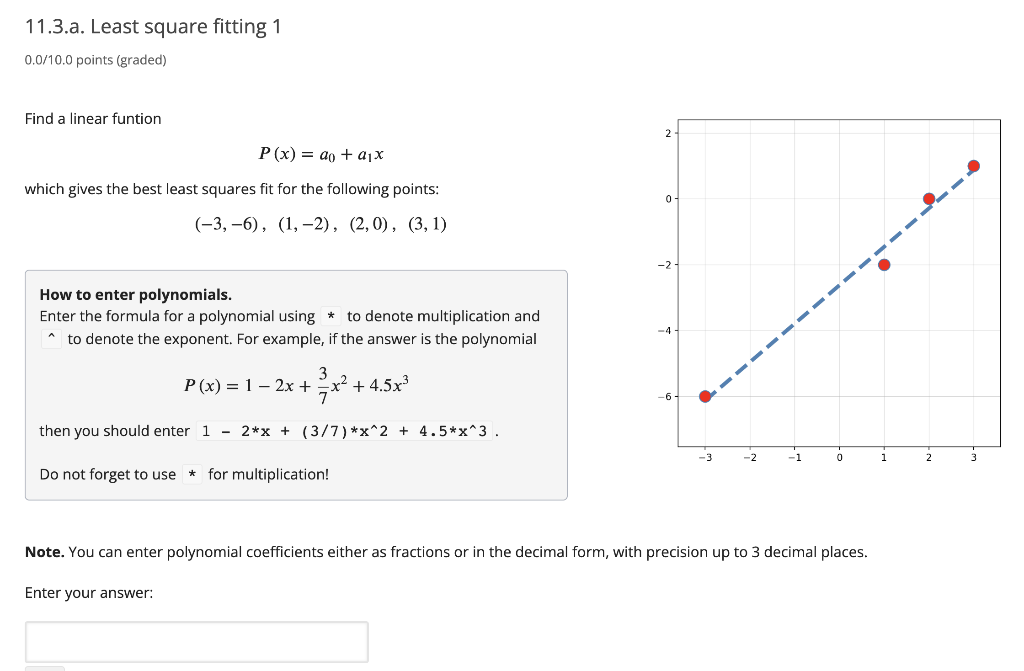 Solved 11.3.a. Least square fitting 1 0.0/10.0 points | Chegg.com