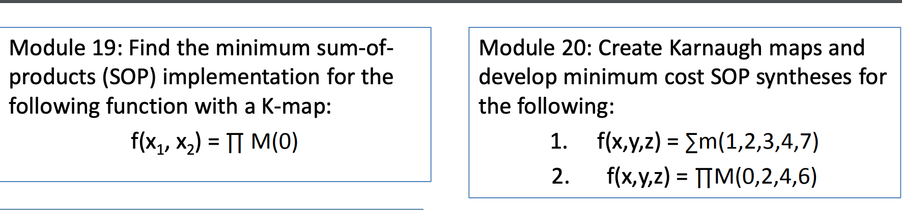 Solved Module 19: Find the minimum sum-of- products (SOP) | Chegg.com