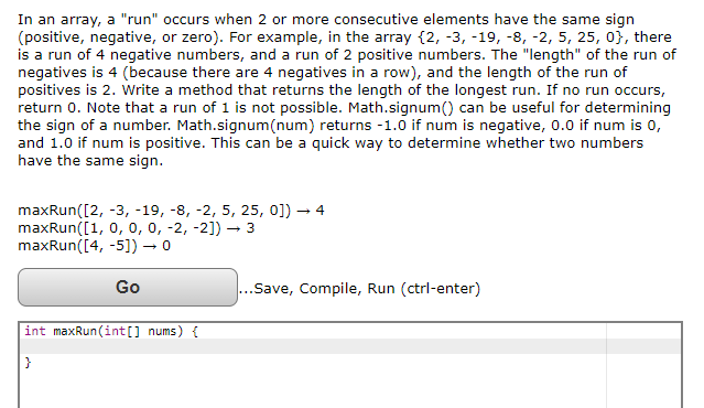 Solved In an array, a "run" occurs when 2 or more | Chegg.com