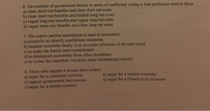 Solved 6. An example of government failure in terms of | Chegg.com