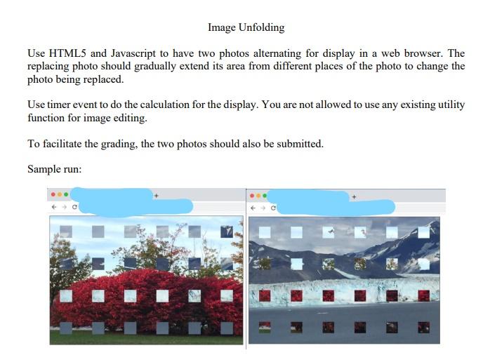 Solved Image Unfolding Use HTML5 and Javascript to have two | Chegg.com