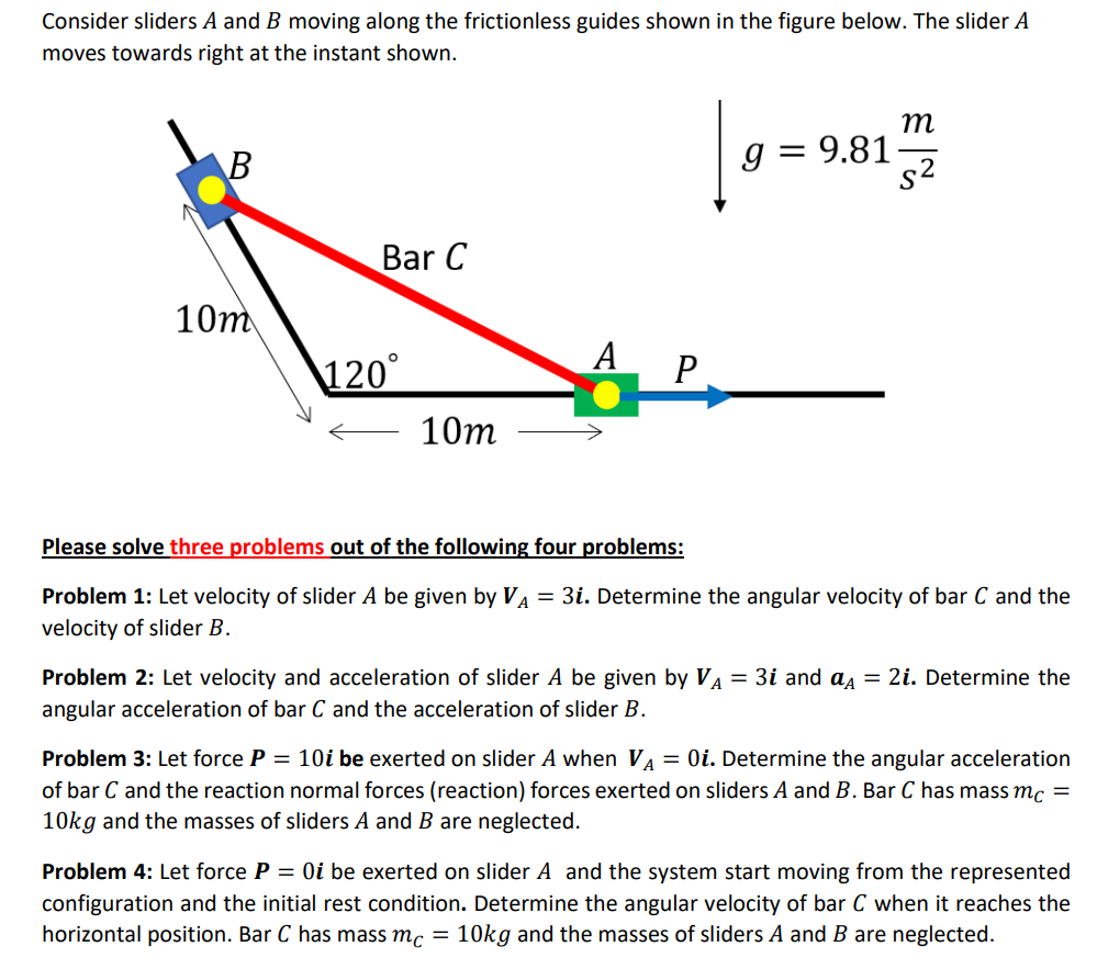 Solved Consider sliders A and B moving along the | Chegg.com