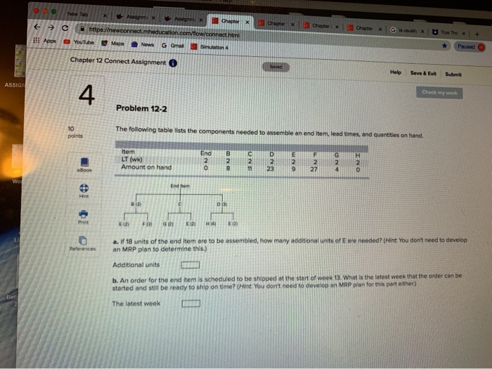 Solved Paused Chapter 12 Connect Assignment Help Save &Exit | Chegg.com