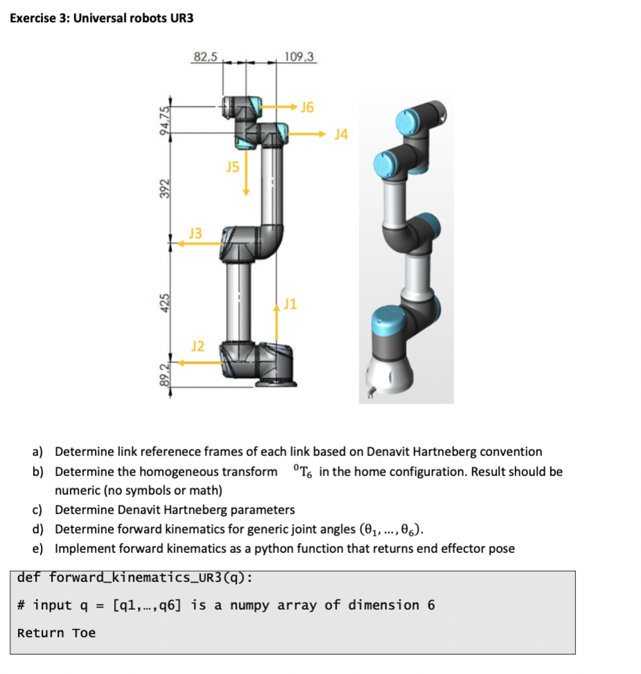 Exercise 3: Universal robots UR3 a) Determine link | Chegg.com