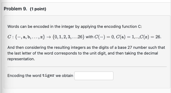 MetaProblem 9. (1 ﻿point)Words can be encoded in the | Chegg.com