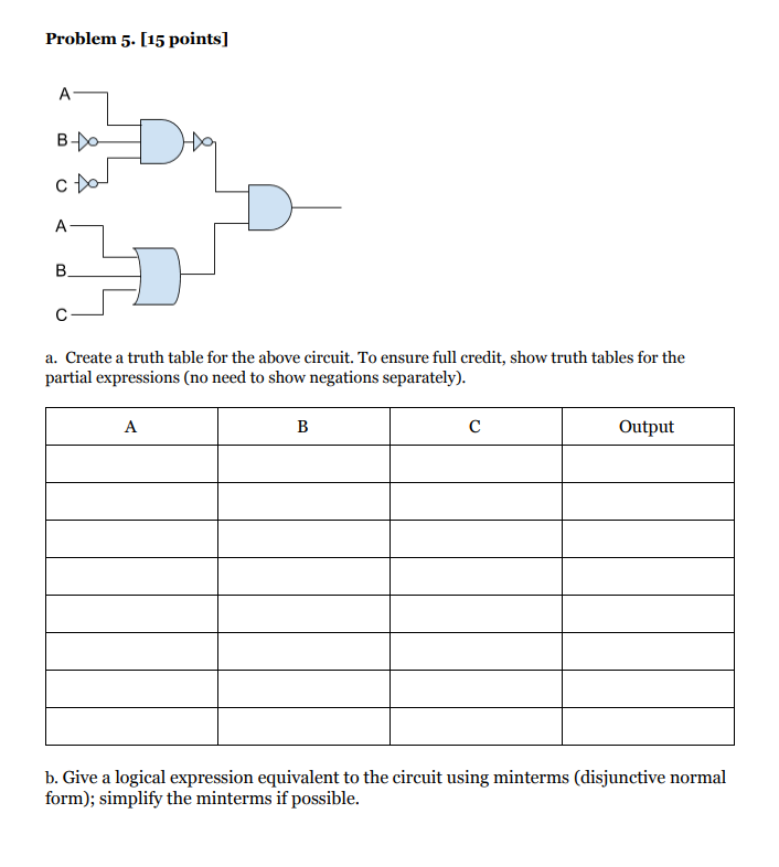 Solved Problem 5. [15 points] A BDO с А a. Create a truth | Chegg.com