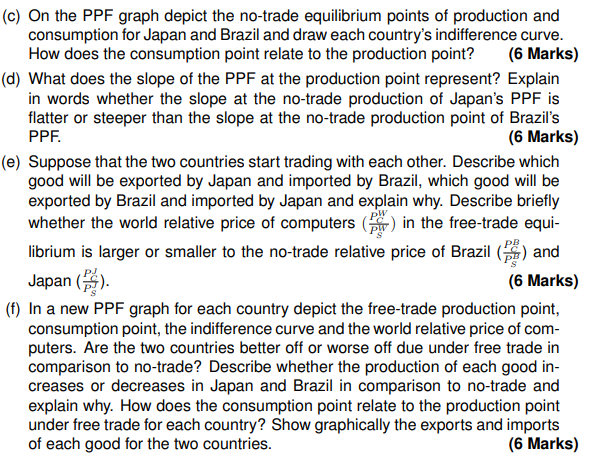 Solved ри (c) On the PPF graph depict the no-trade | Chegg.com