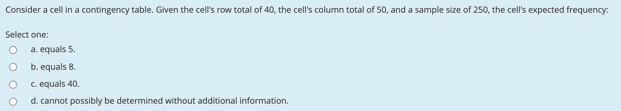 Solved Consider a cell in a contingency table. Given the | Chegg.com