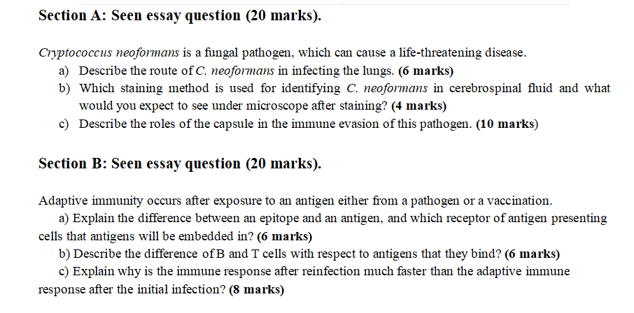 Solved Section A: Seen essay question (20 marks). | Chegg.com