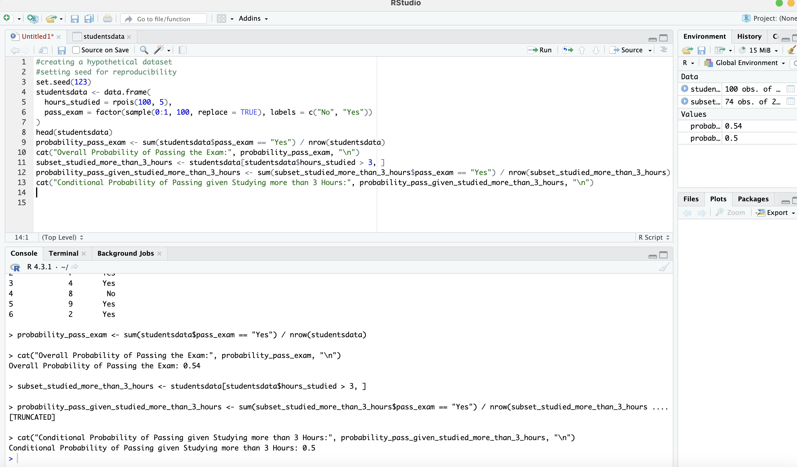 Solved \#creating a hypothetical dataset \#setting seed for | Chegg.com