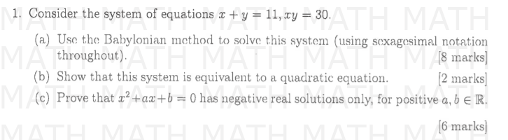 Solved (a) Use the Babylonian method to solve this system | Chegg.com