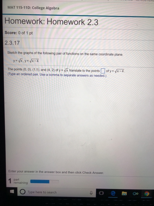 Solved MAT 115-11D: College Algebra Homework: Homework 2.3 | Chegg.com
