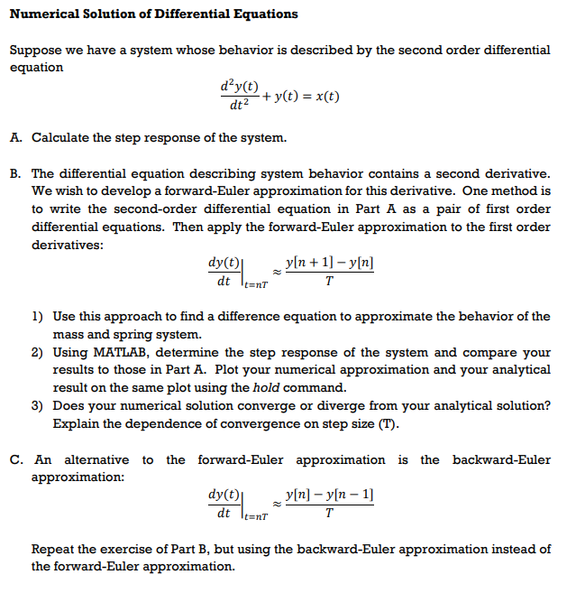 Solved Numerical Solution of Differential Equations Suppose | Chegg.com