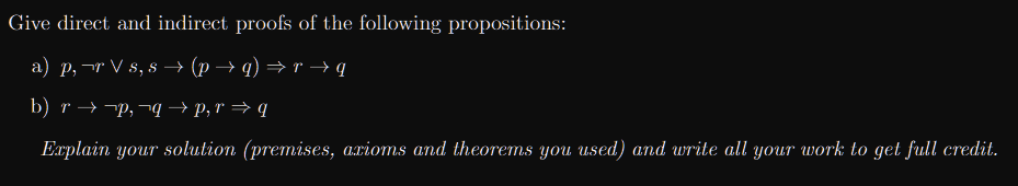 Solved Give direct and indirect proofs of the following | Chegg.com
