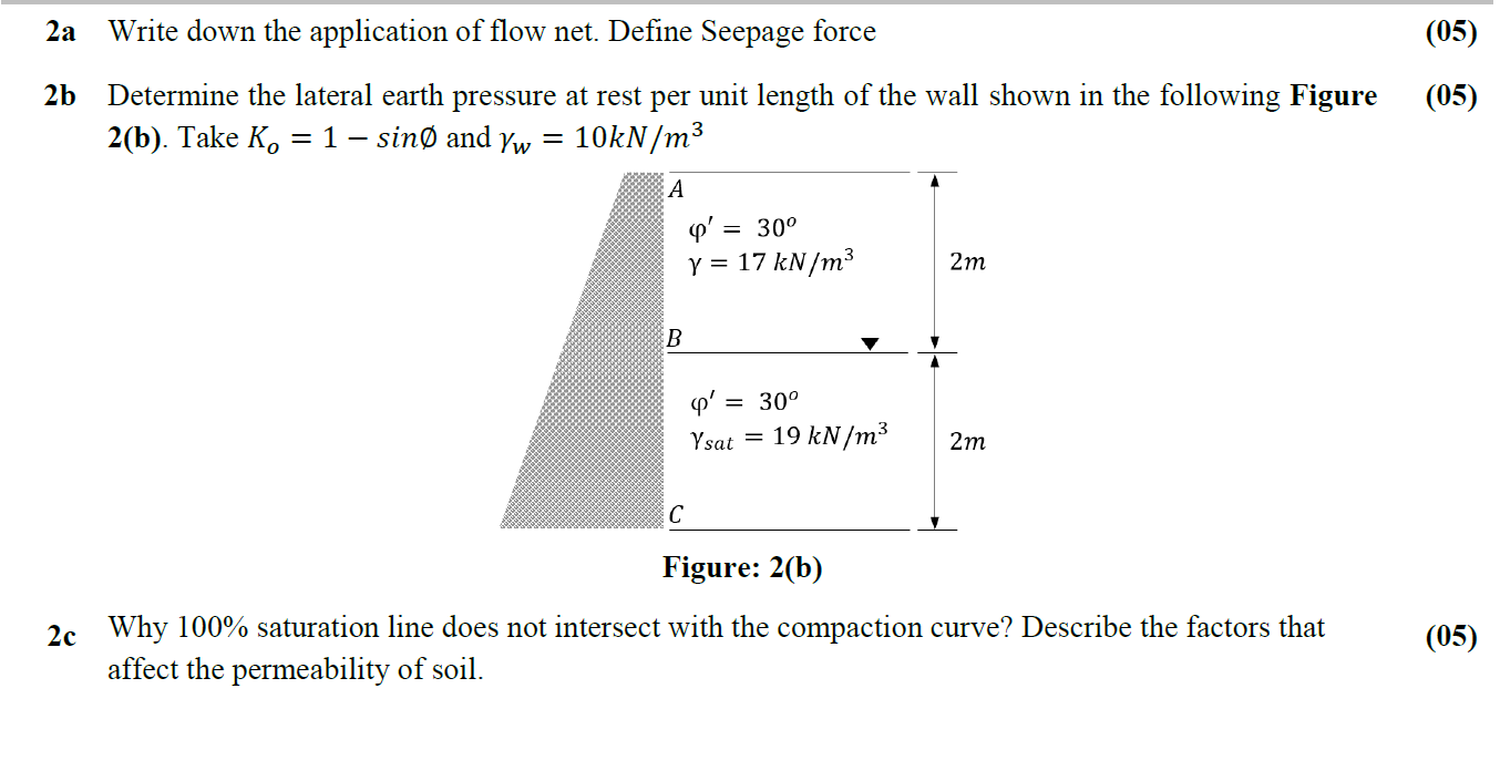 Solved 2a (05) 2b Write down the application of flow net. | Chegg.com