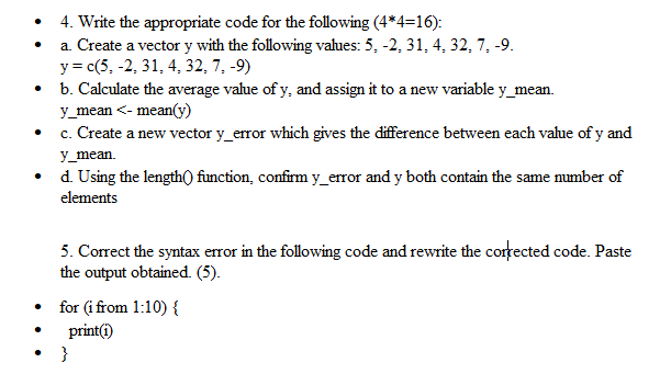 Solved 4. Write the appropriate code for the following | Chegg.com
