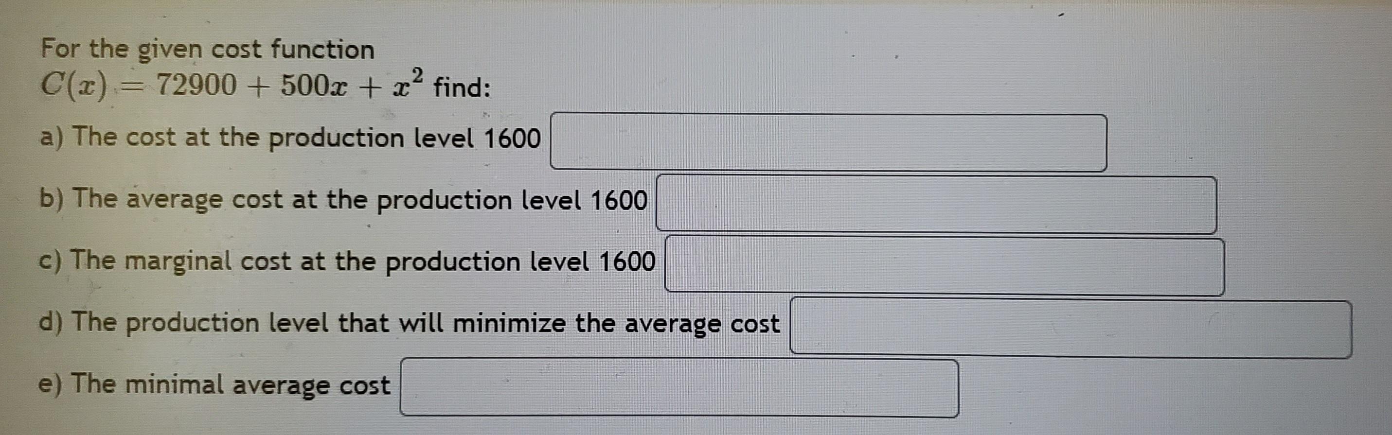 Solved With a given cost | Chegg.com