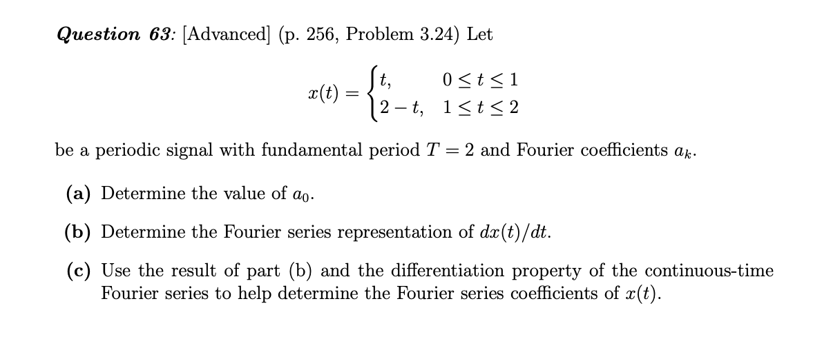Solved Question 63: [Advanced] (p. 256, Problem 3.24) Let | Chegg.com