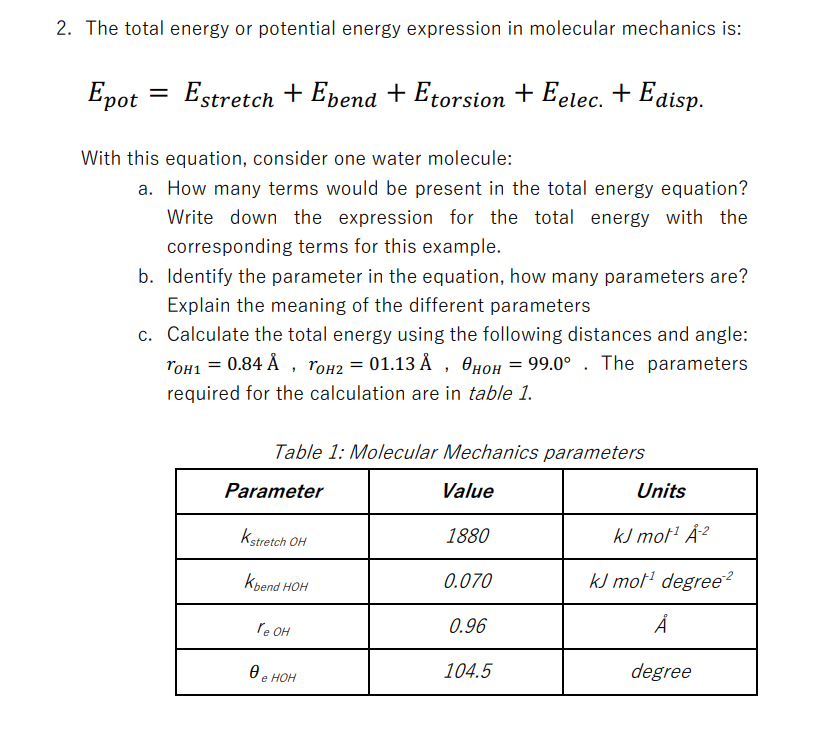Solved Now consider two water molecules: a. How many terms | Chegg.com