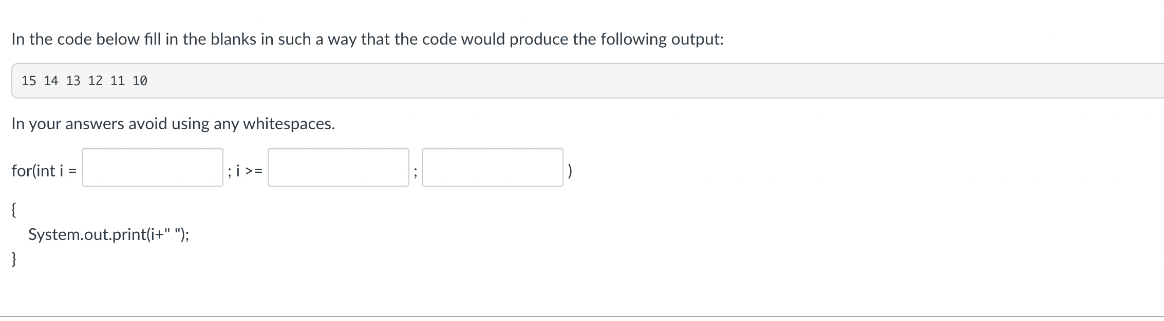 Solved In the code below fill in the blanks in such a way | Chegg.com