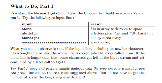 Exercise D: Input, one line at a time Read This First | Chegg.com
