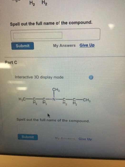 Solved Part A Interactive 3D display mode O H,C Spell out | Chegg.com