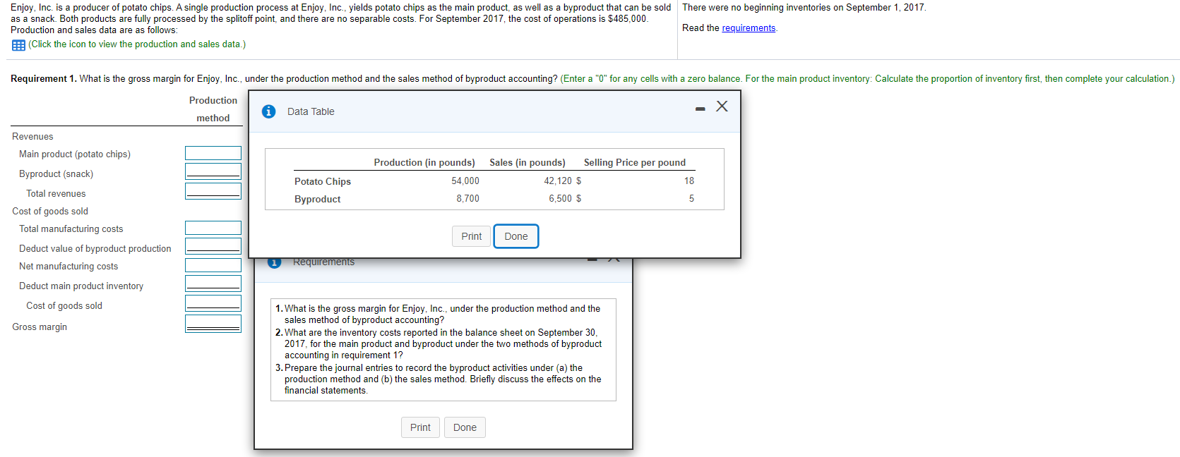 Solved Enjoy, Inc. is a producer of potato chips. A single | Chegg.com