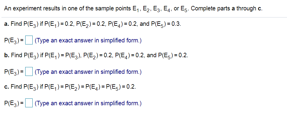 Solved An experiment results in one of the sample points E1, | Chegg.com