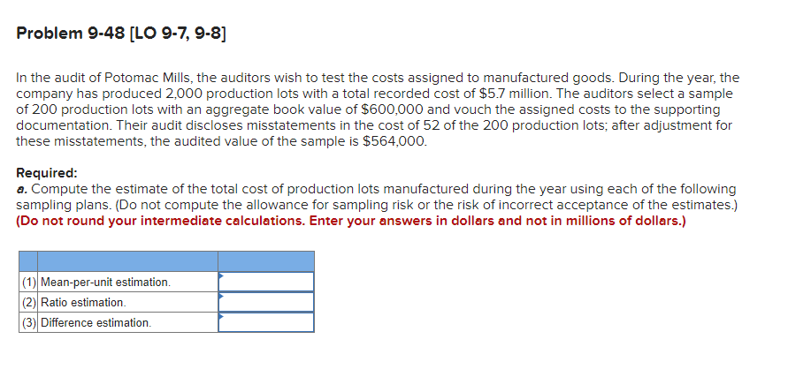 Solved In the audit of Potomac Mills, the auditors wish to | Chegg.com