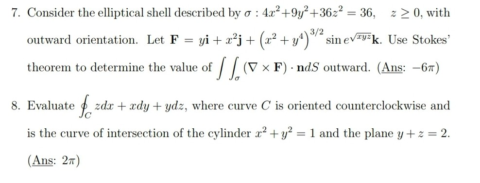 Solved 4x2+92+362236, 7. Consider the elliptical shell | Chegg.com