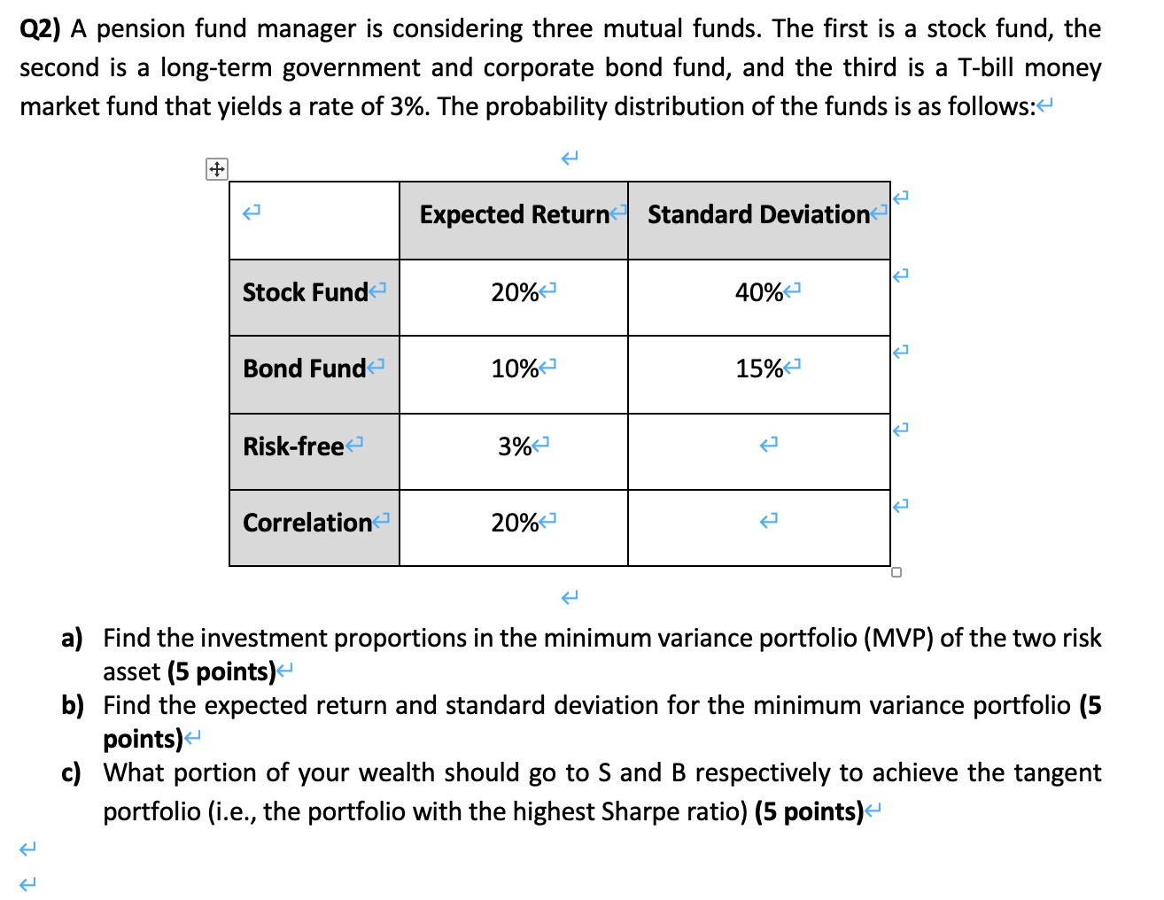 Solved Q2 A Pension Fund Manager Is Considering Three