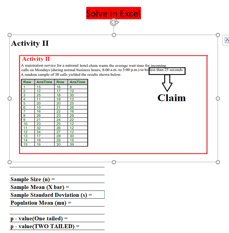 Solved Solve in Excel Activity II Activity II A registration | Chegg.com
