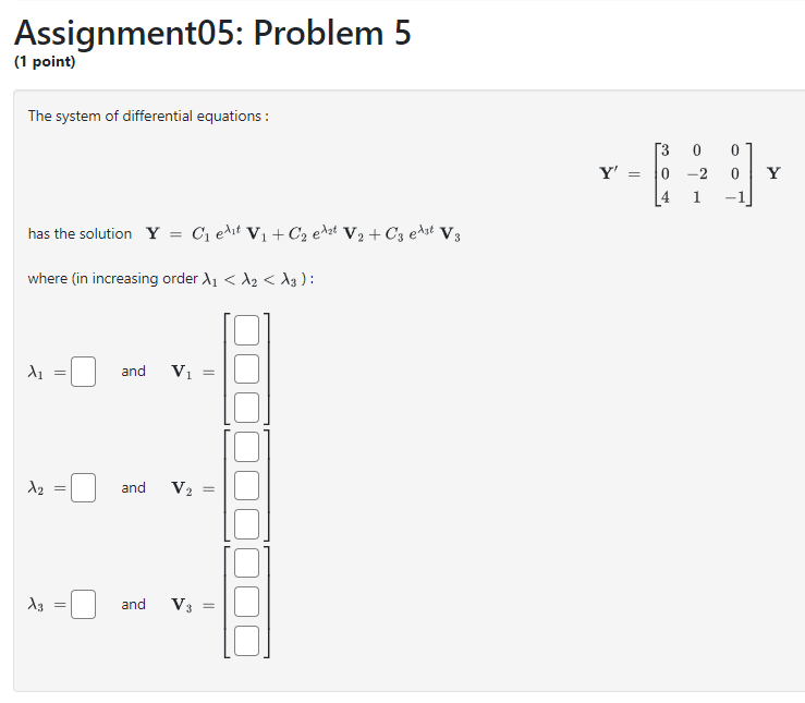 Solved Assignment05: Problem 5(1 ﻿point)The system of | Chegg.com
