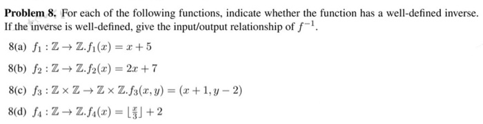 Solved Problem 8. For each of the following functions, | Chegg.com