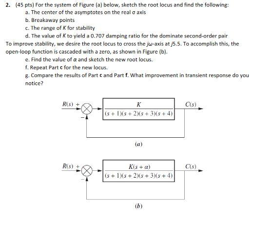 2. (45 pts) For the system of Figure (a) below, | Chegg.com