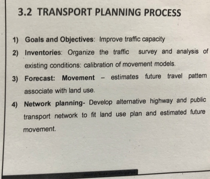 Solved Transport Planning Process Chart GOALS&OBJECTIVES | Chegg.com