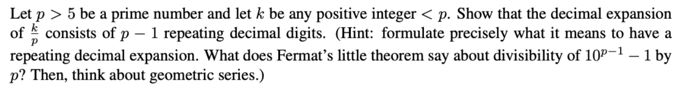 Let p > 5 be a prime number and let k be any positive | Chegg.com