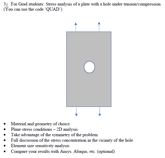 3. For Grad students: Stress analysis of a plate with | Chegg.com