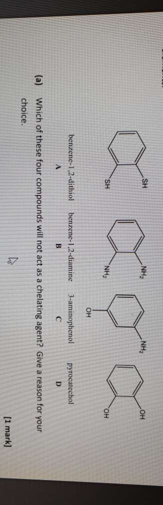 Solved SH NH2 NH2 OH о се: SH NH2 он OH benzene-1,2-dithiol | Chegg.com