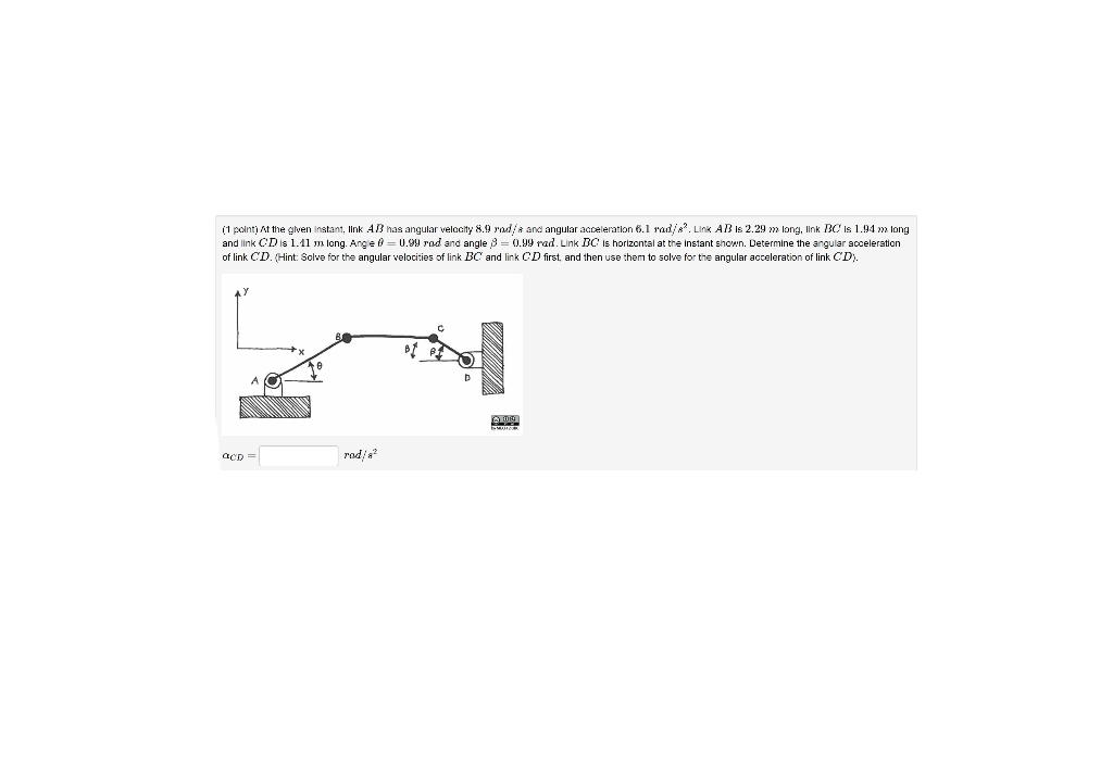 Solved At the given instant, link AB has angular | Chegg.com
