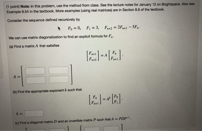 Solved (1 point) Note: In this problem, use the method from | Chegg.com