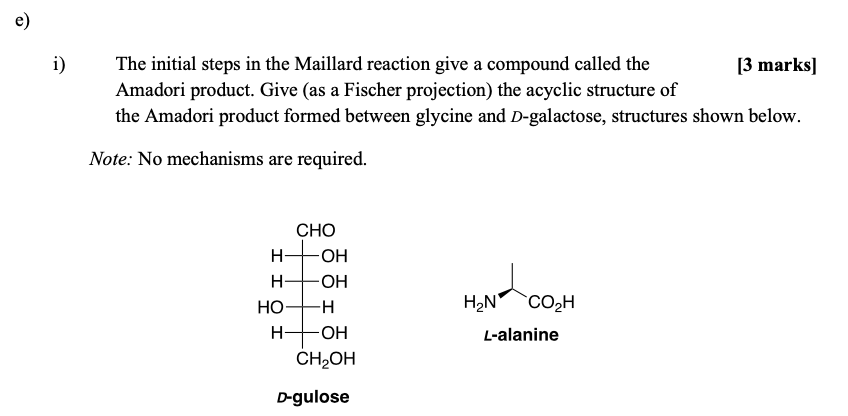 The initial steps in the Maillard reaction give a | Chegg.com