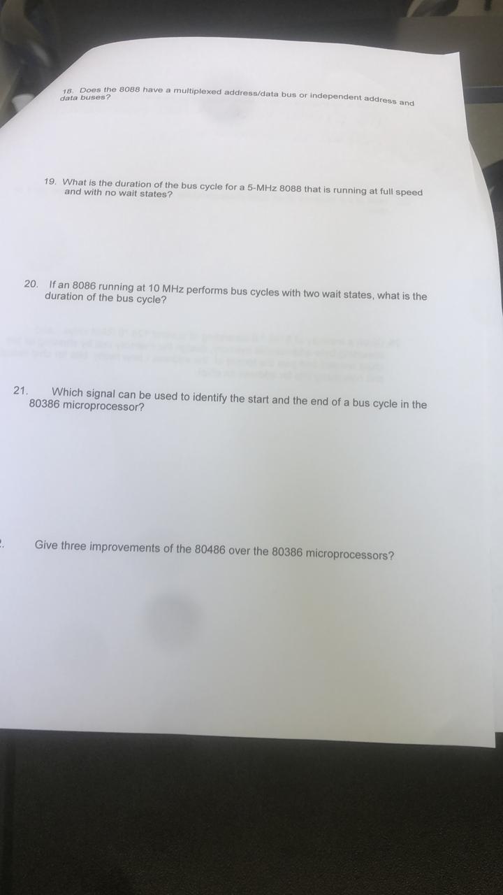 Solved 18. Does the 8088 have a multiplexed address/data bus | Chegg.com