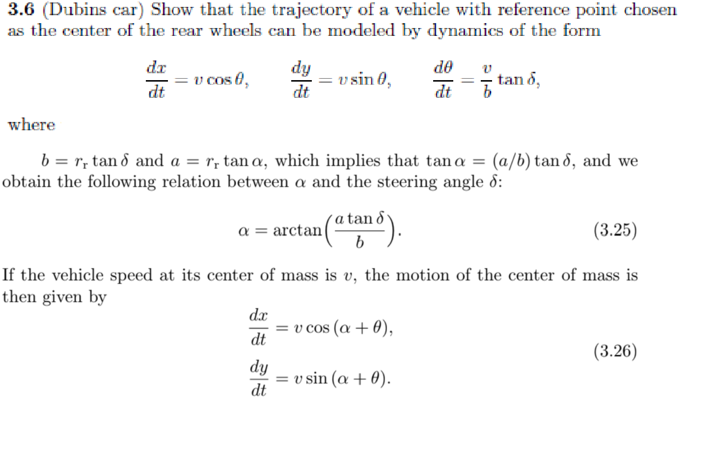 Solved 3.6 (Dubins car) Show that the trajectory of a | Chegg.com