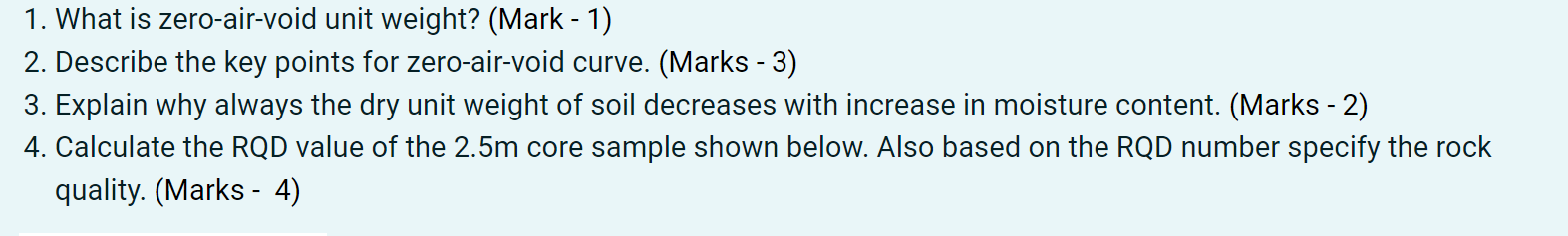 Solved 1. What is zero-air-void unit weight? (Mark - 1) 2. | Chegg.com